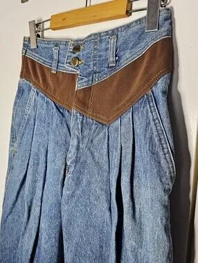 Vintage | Jeans | Vintage Western Pleated Balloon Jeans Faux Leather ...